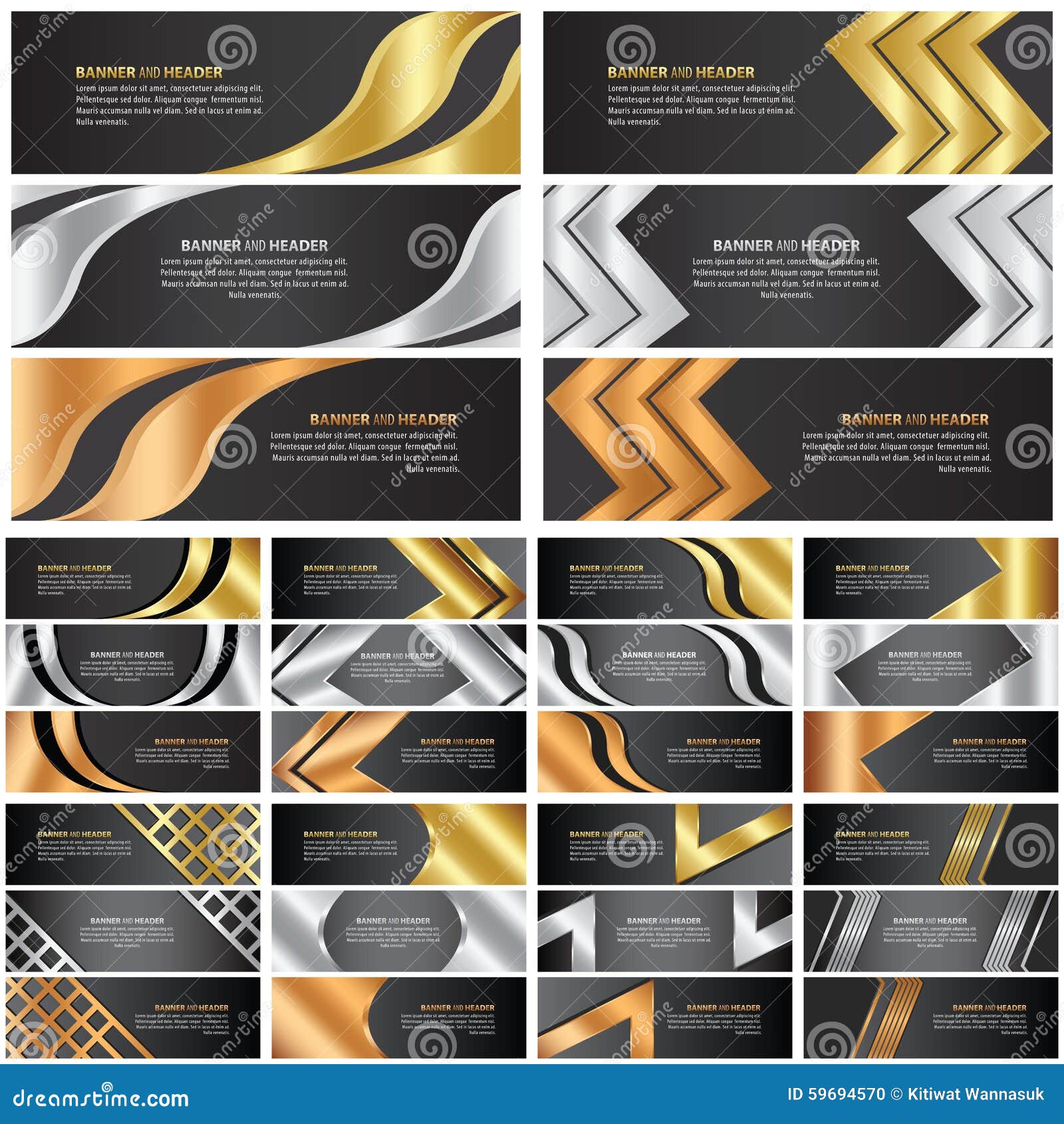Abstract Gold, Silver and Bronze Banner Set Stock Vector - Illustration ...
