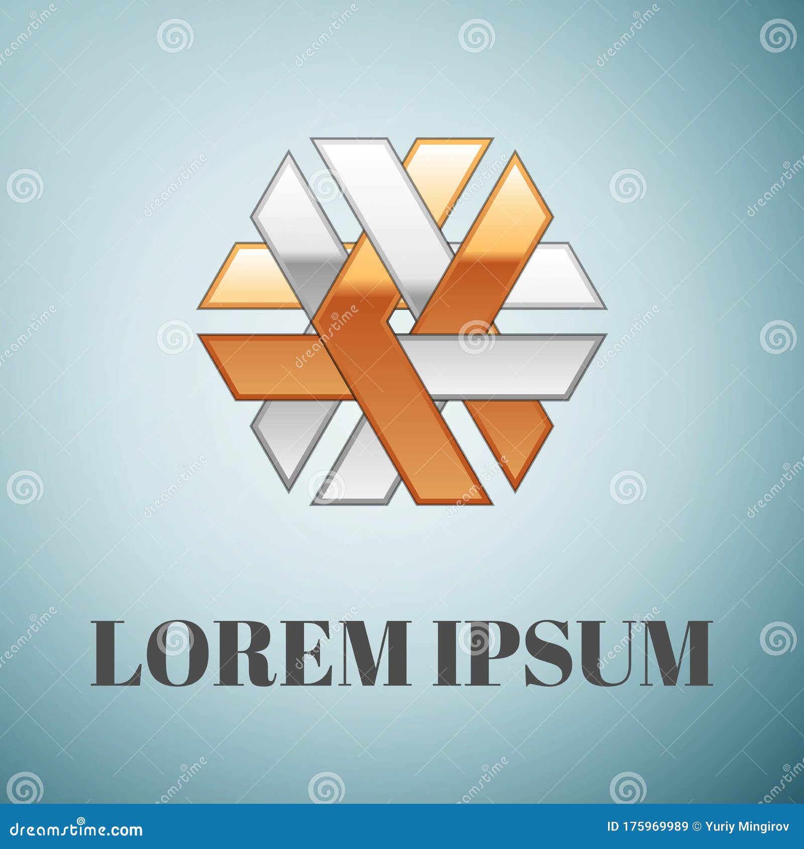 Abstract Gold and Silver Logo Symbol Icon Isolated on Blue Background ...