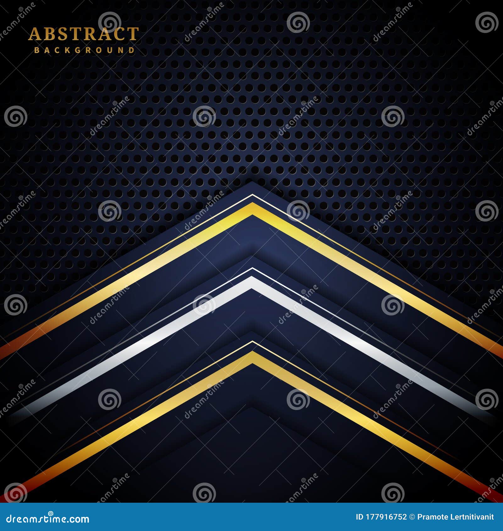 Abstract Gold and Silver Metallic Geometric Triangle Layers on Dark ...