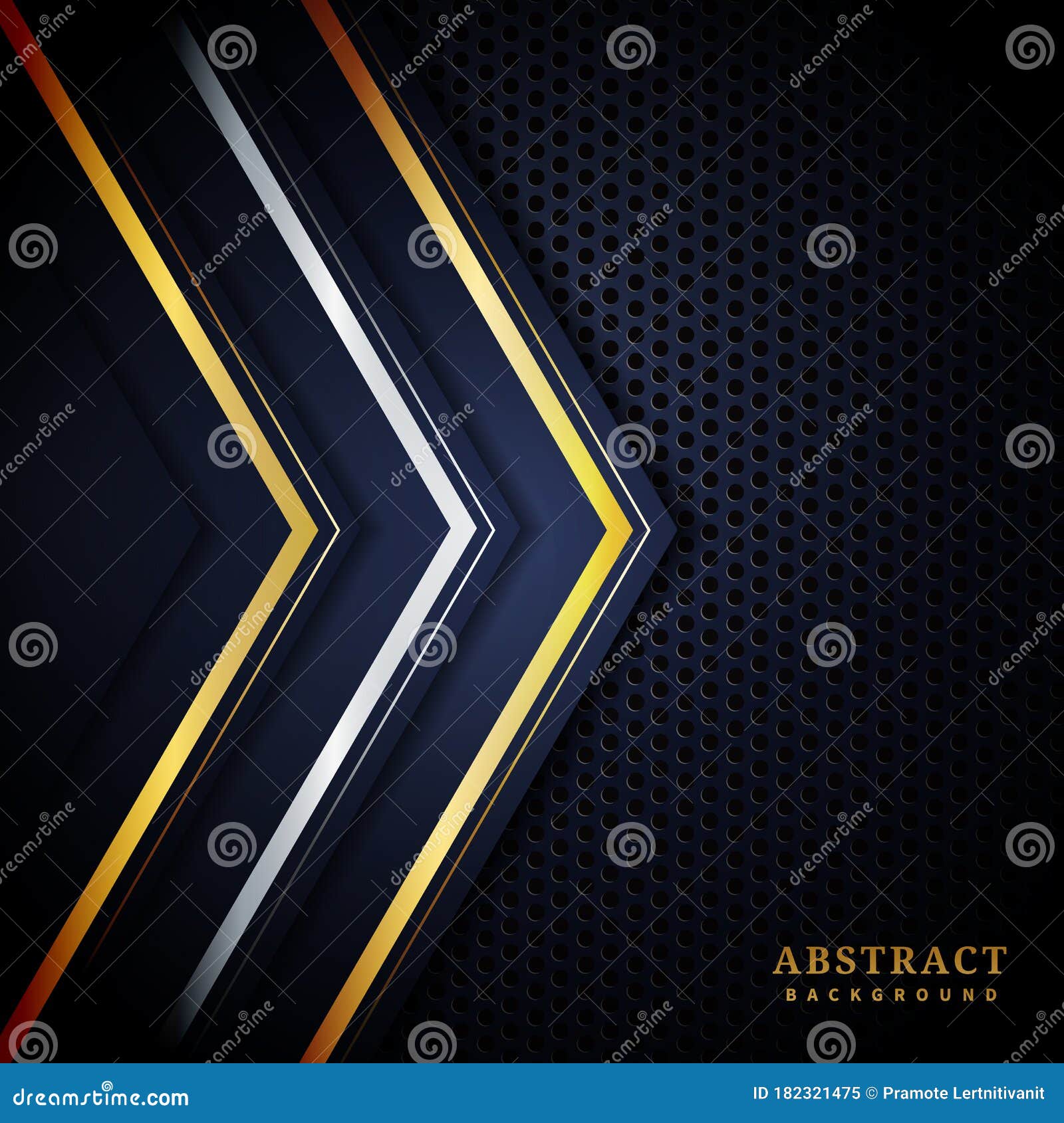 Abstract Gold and Silver Metallic Geometric Triangle Layers on Dark ...