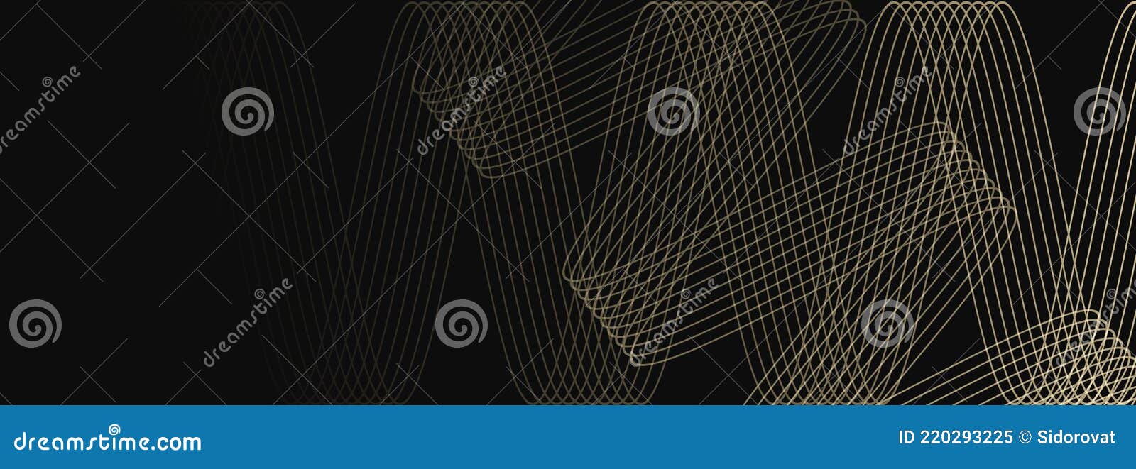 Abstract Gold Sine Waves on Black Horizontal Banner Stock Image - Image ...