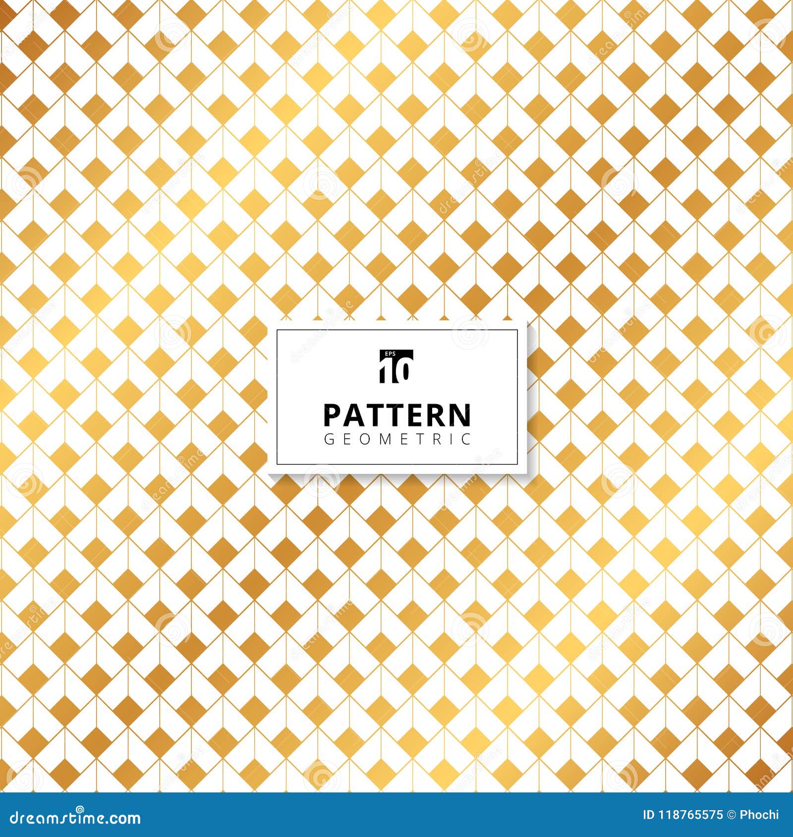 Abstract Gold Squares Dimension Pattern on White Background. Stock ...