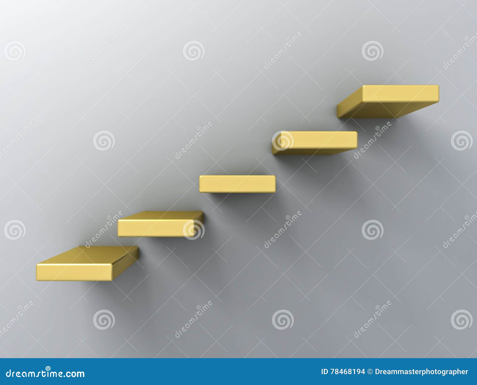 Abstract Gold Stairs or Steps Concept on White Wall Background with ...