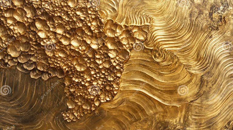 Abstract Gold Texture with Circular and Wavy Patterns Stock ...