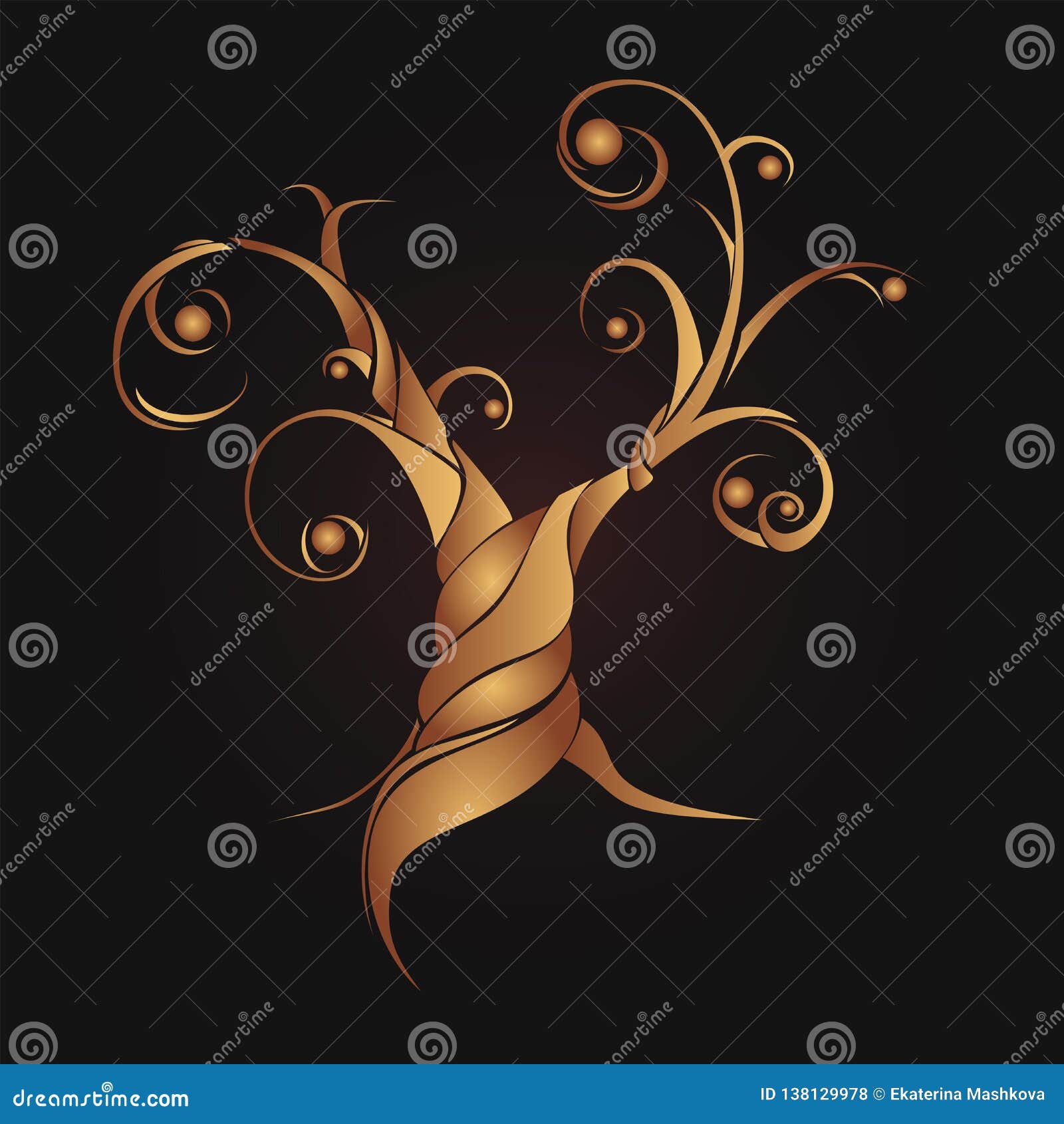 Abstract gold tree stock vector. Illustration of abstract - 138129978