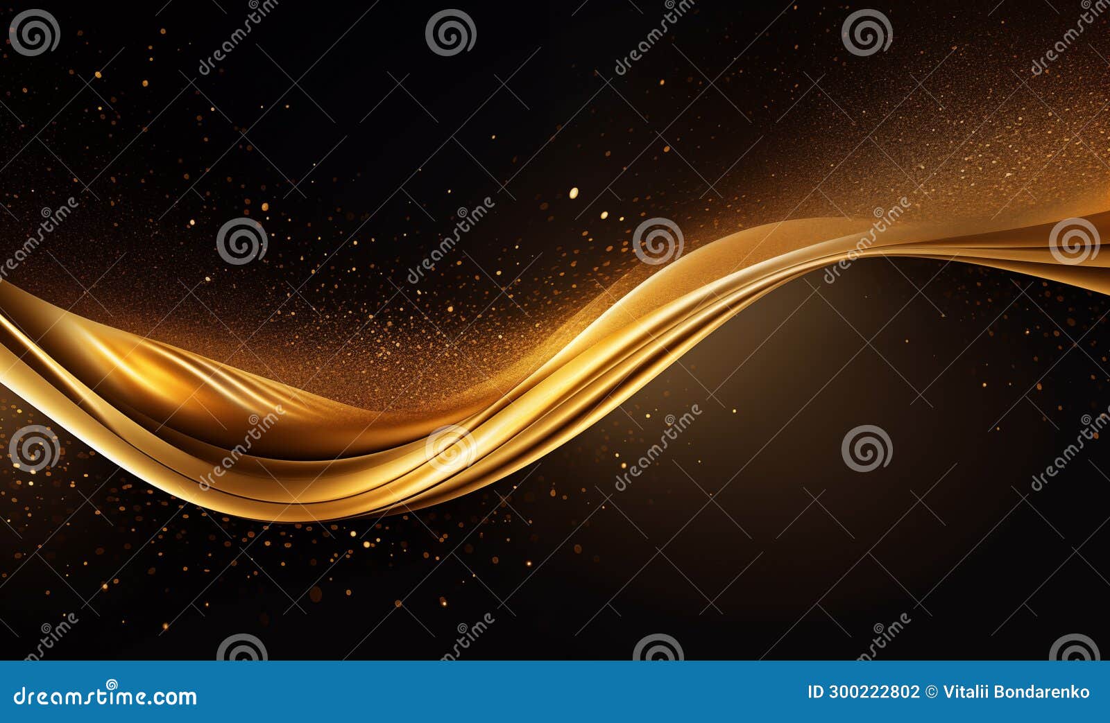 Abstract Gold Wave on Black Background. Stock Illustration ...