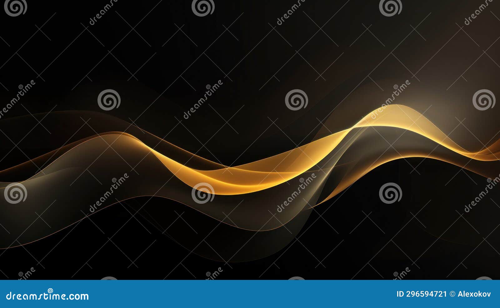 Abstract Gold Wave on Black Background. Illustration for Your Design ...