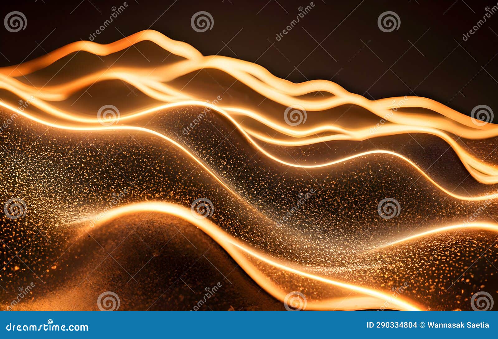 Abstract Gold Waves on Black Background. Stock Illustration ...