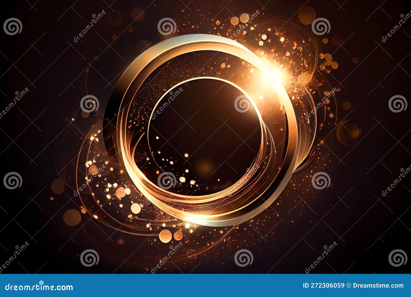 Abstract Golden Circle on Black Background. Generative AI Stock Image ...