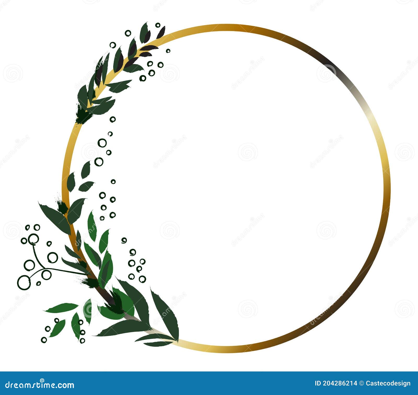 Abstract Golden Circle with Leaves Knitted Around Left Side Stock ...