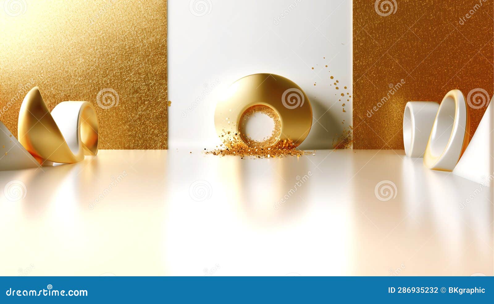 Abstract Gold Circle Shape on White Background, Luxury Pattern. 3D ...