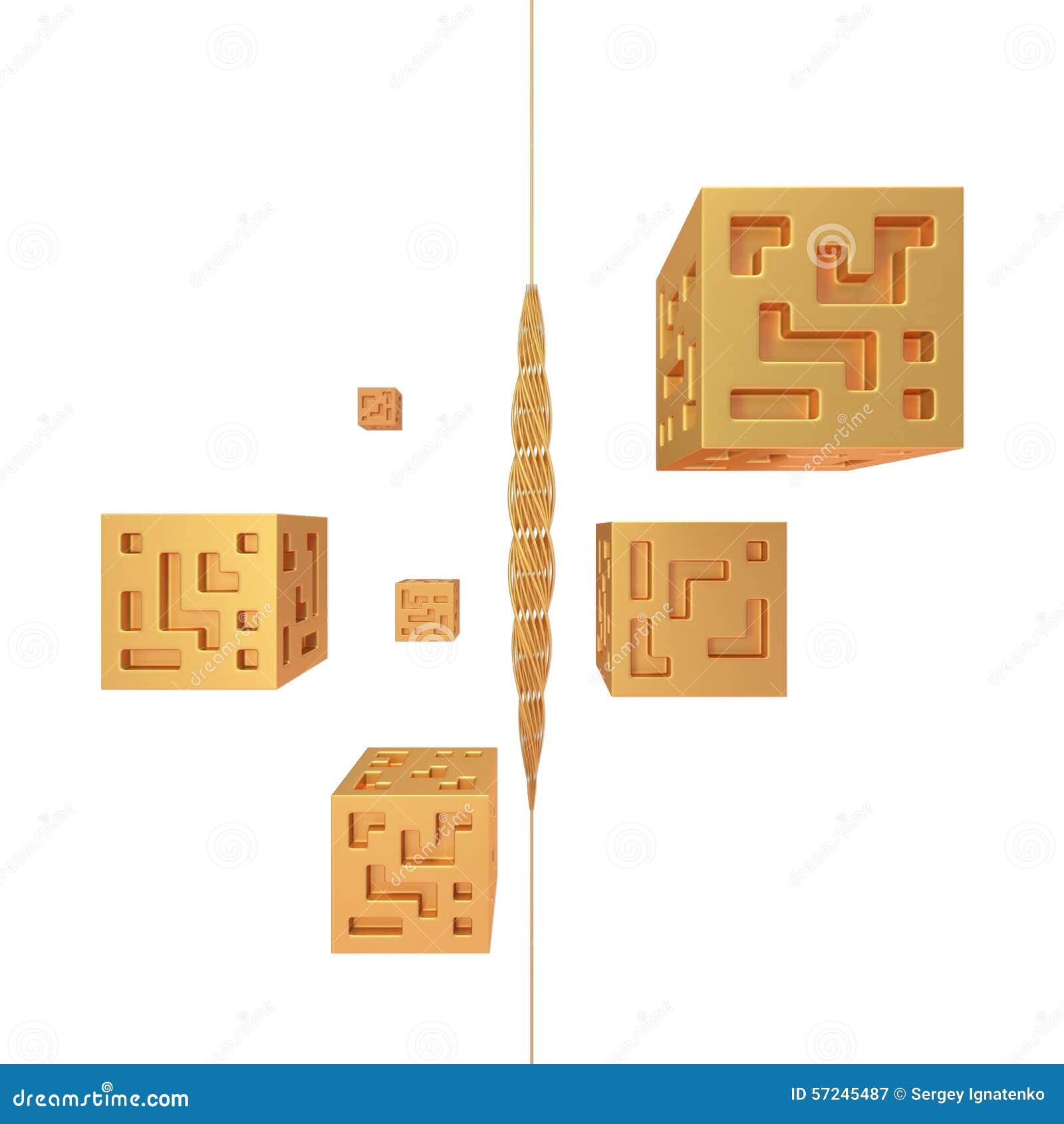 Abstract Golden Cubes 3D Render Stock Illustration - Illustration of ...