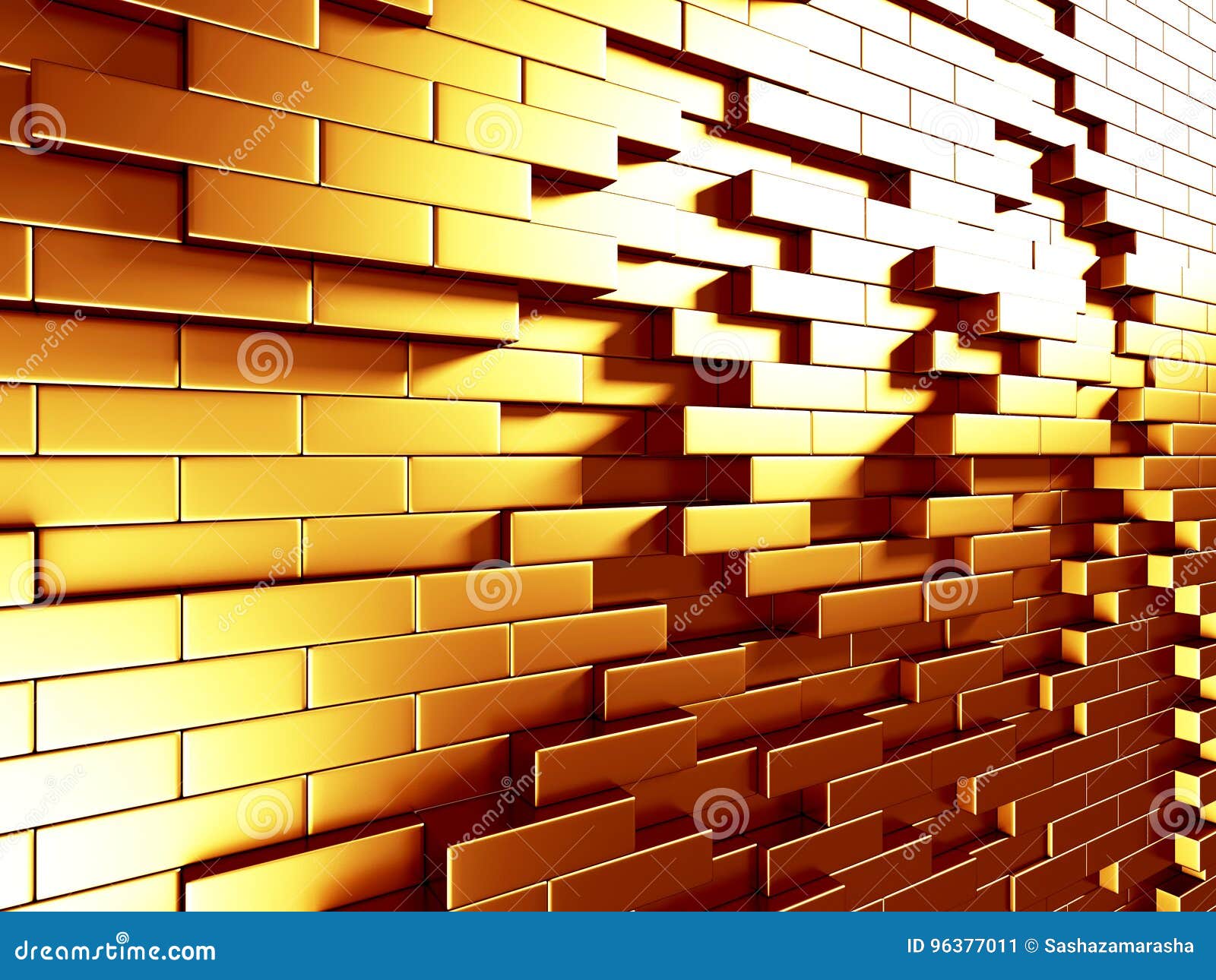 Abstract Golden Cubes Wall Background Stock Image - Image of formation ...