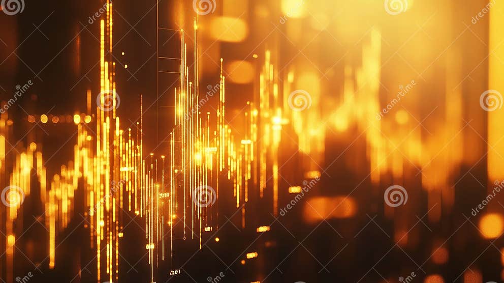 Abstract Golden Data Visualization this Image Depicts a Digital ...