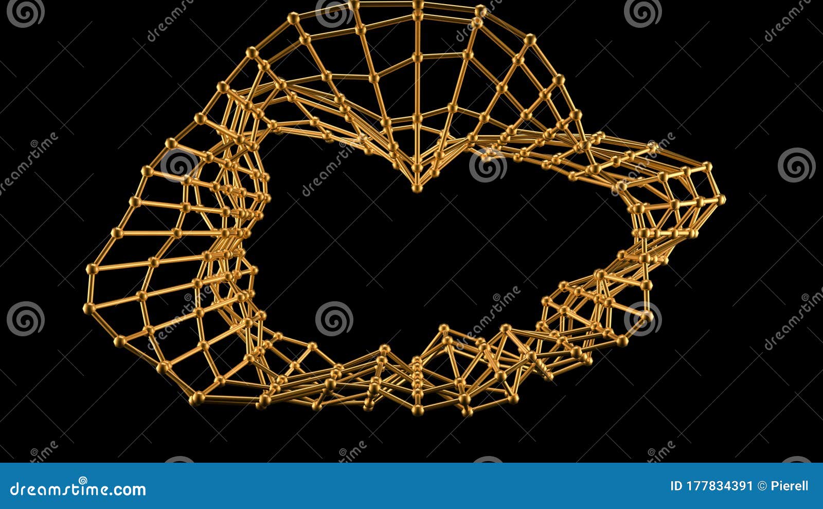 Abstract Golden Form on a Black Background. 3d Illustration, 3d ...