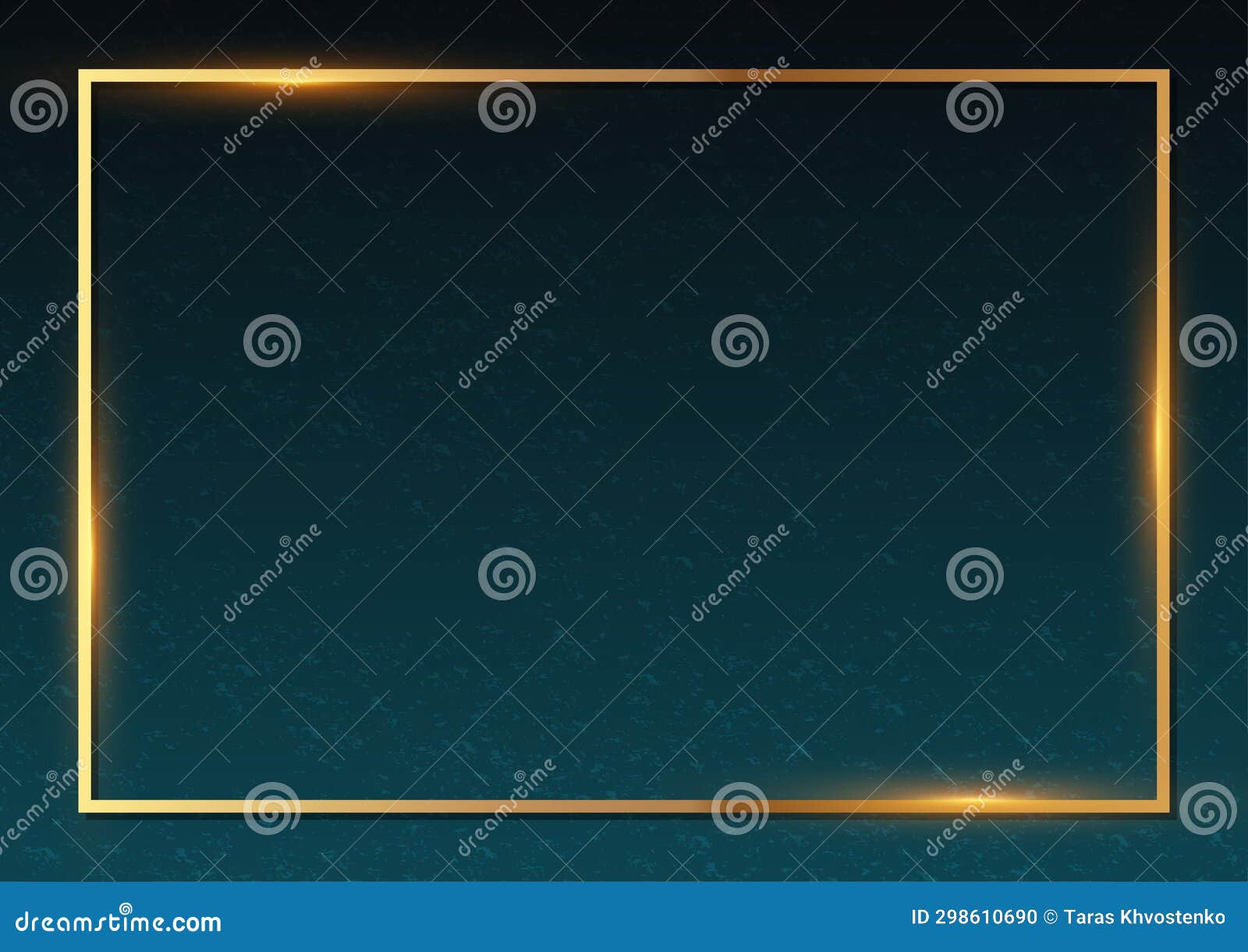 Abstract Golden Frame on a Dark Green Background with Light Effects ...