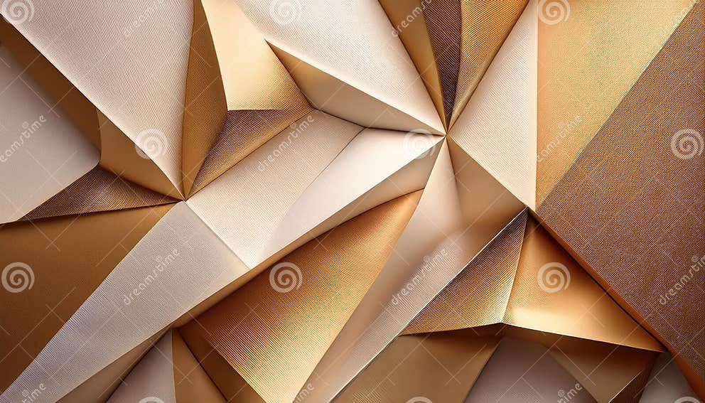 Abstract Golden Geometric Pattern with Sharp Folds and Glowing Surfaces Stock Photo - Image of ...