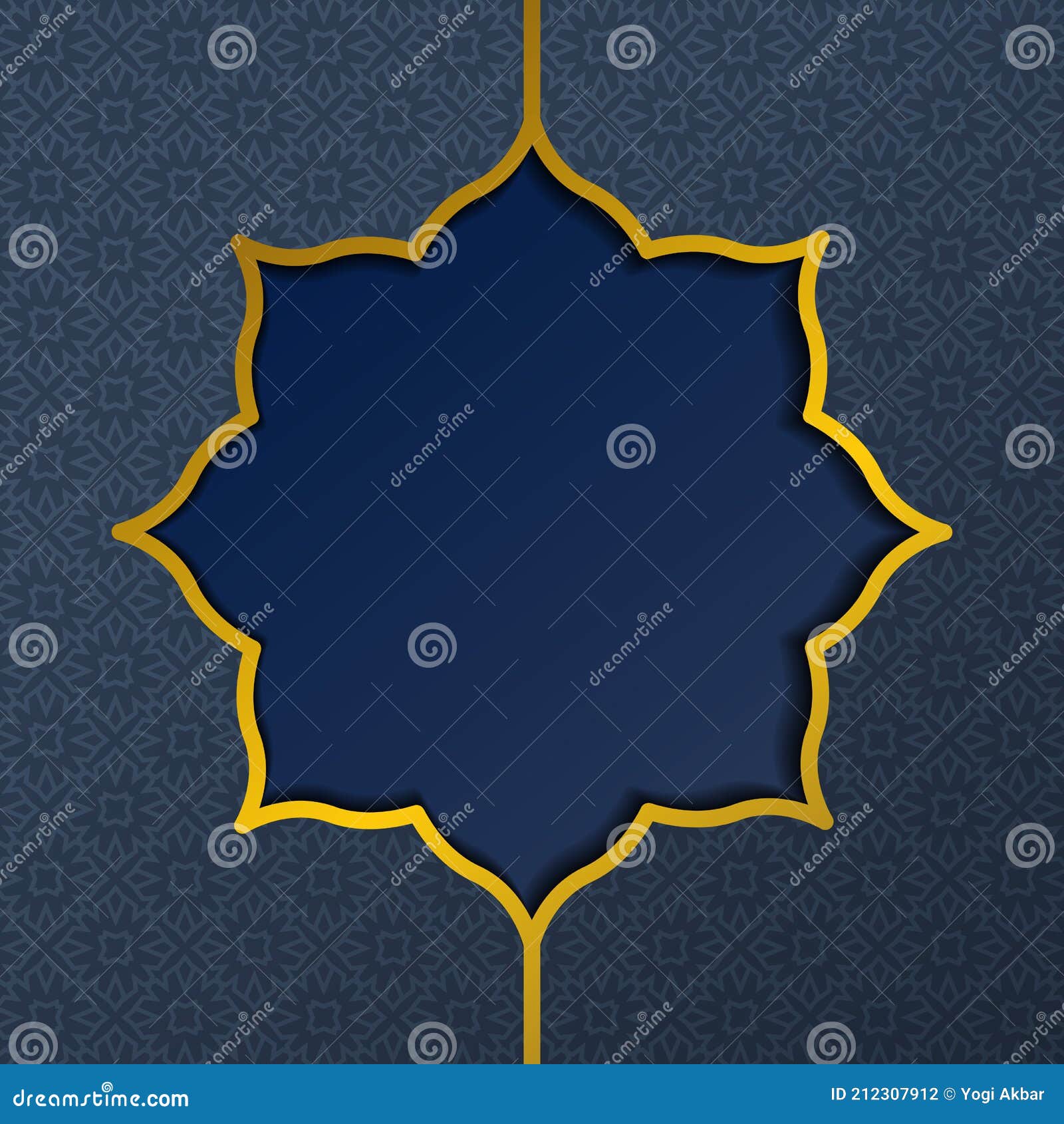 Abstract Golden Geometric Shape with Islamic Design on Dark Blue ...