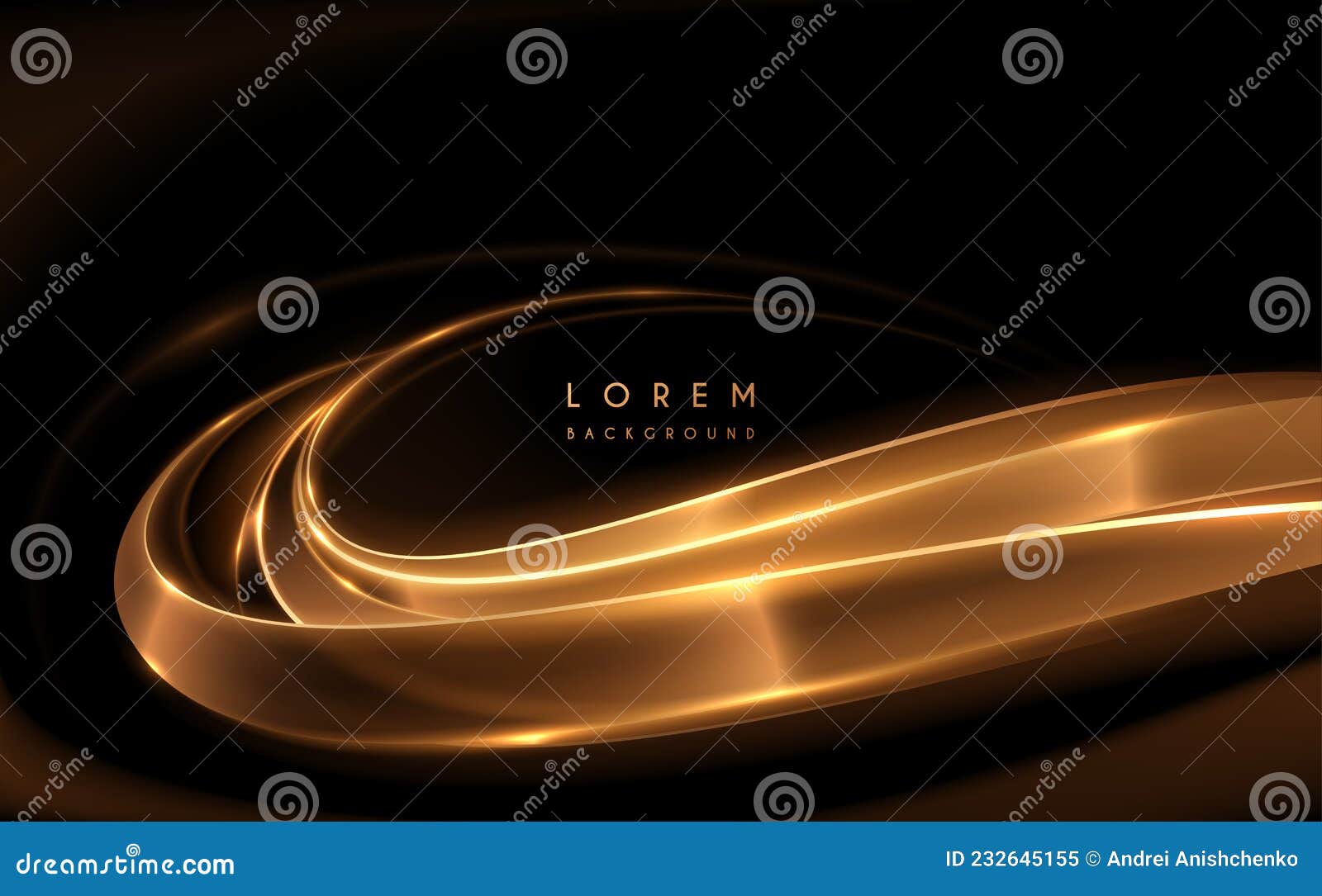 Abstract Golden Glowing Lines on Black Background Stock Vector ...