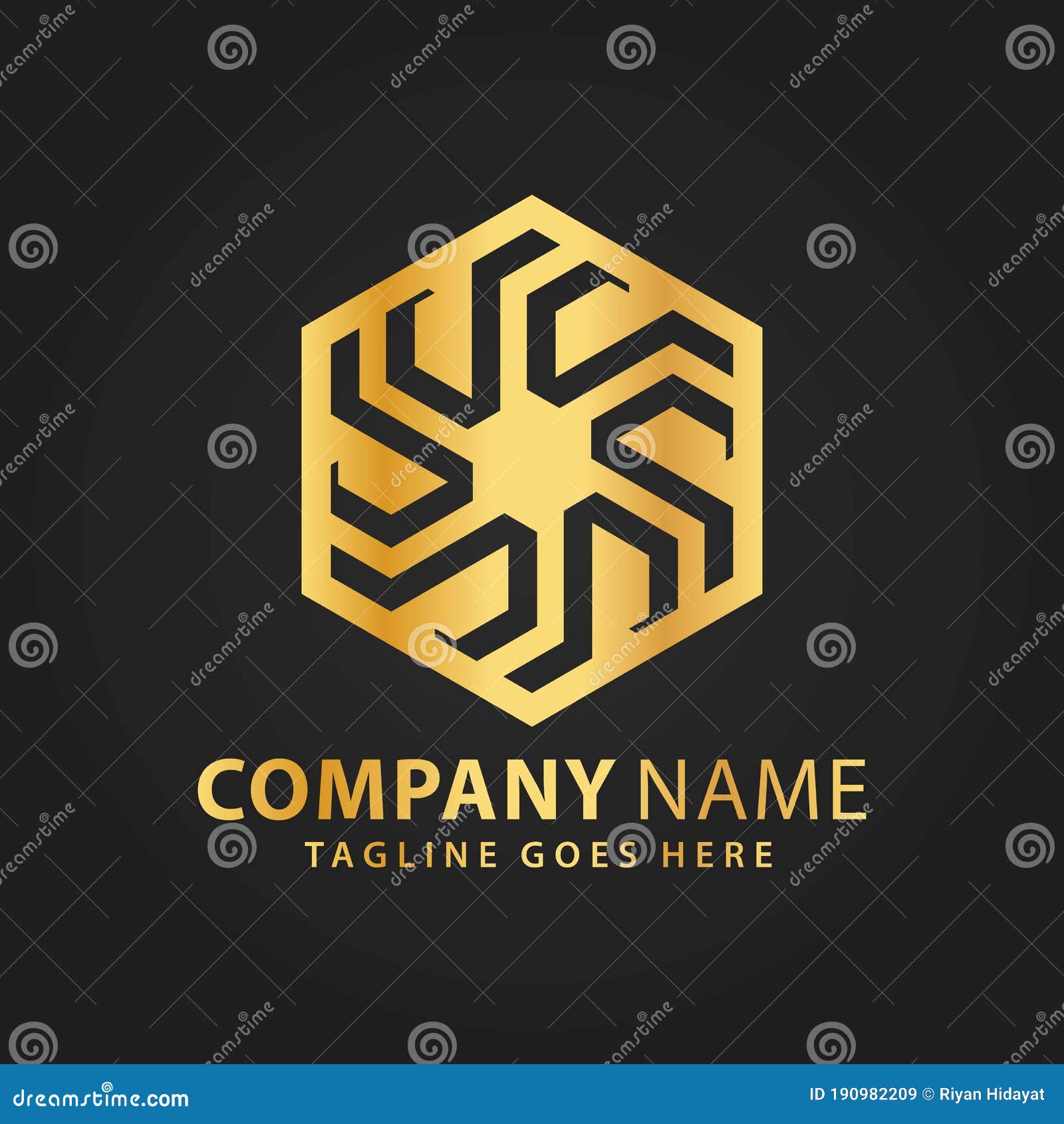Abstract Golden Hexagonal Logos Design Vector Illustration Template ...