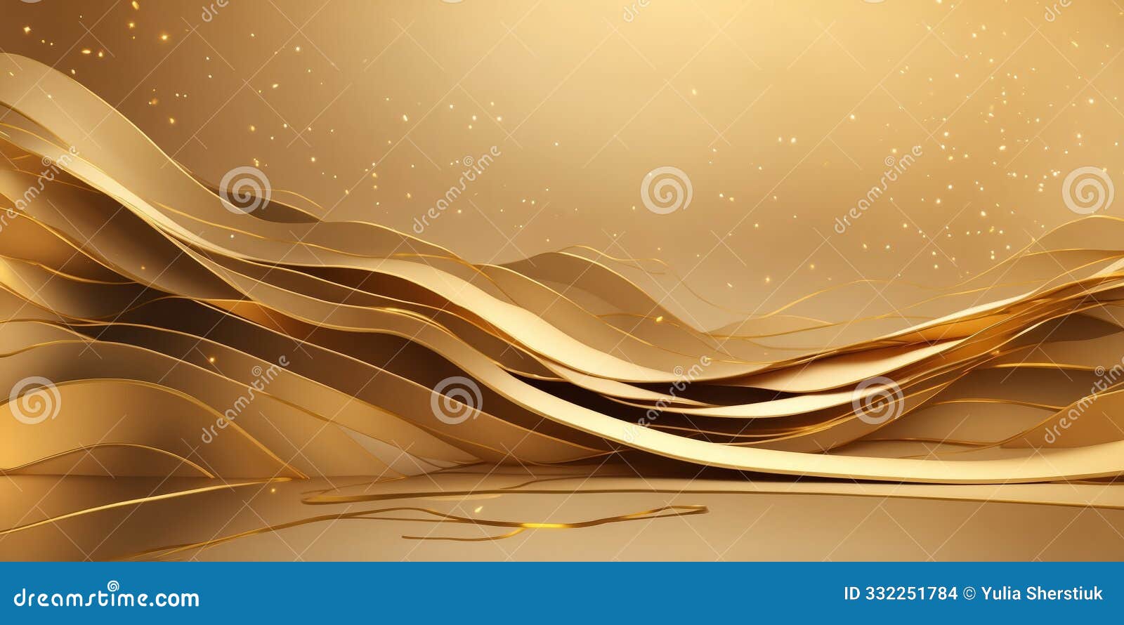 Abstract Golden Line Shapes with Golden Light Effect Background. Stock ...