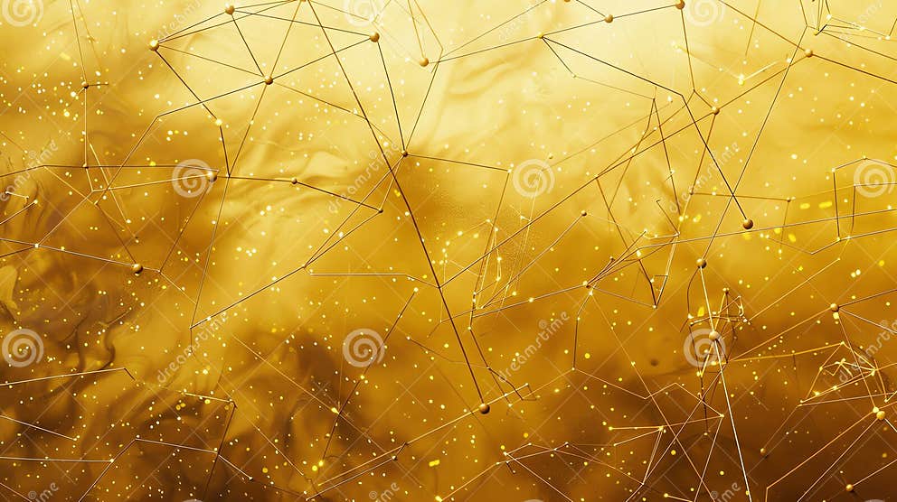 Abstract Golden Network. Representing Global Connections, Technology ...