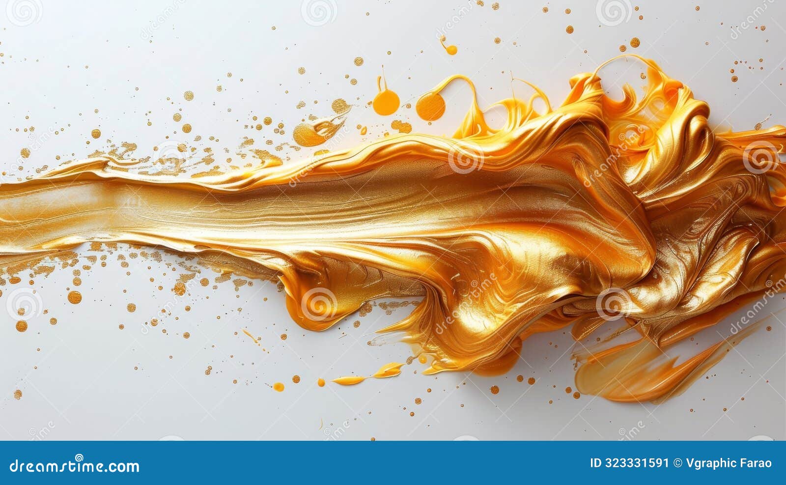 Abstract Golden Paint Splash on White Background Stock Image - Image of ...