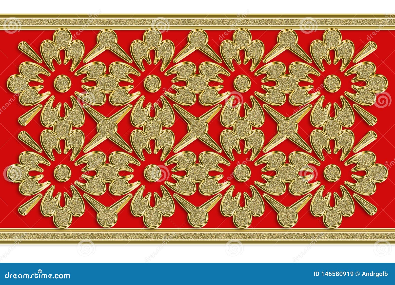 Abstract Golden Pattern on a Red Background. Stock Illustration ...