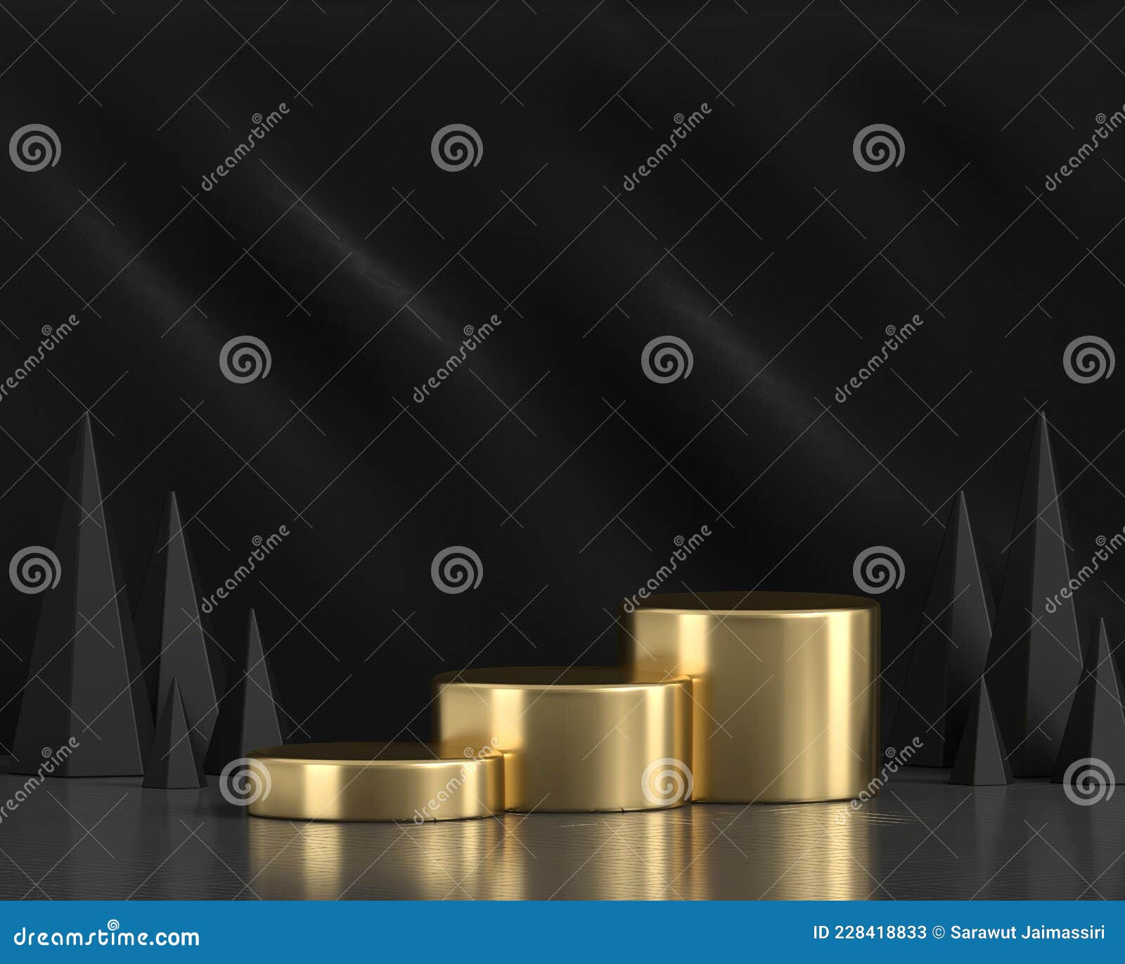 Abstract Golden Platform Podium 3d Rendering Backdrop Stock ...