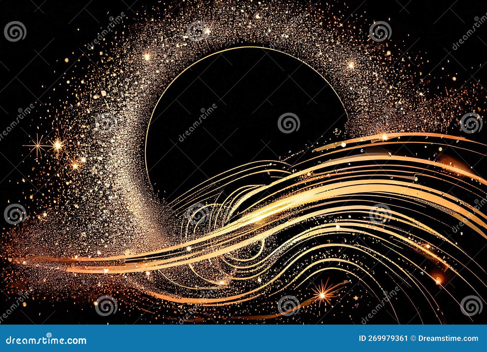 Abstract Golden Rays on Black Background. Generative AI Stock ...