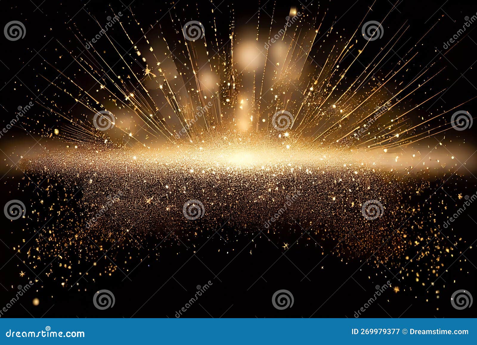 Abstract Golden Rays on Black Background. Generative AI Stock ...
