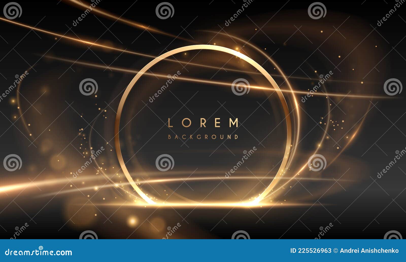Abstract Golden Ring with Light Lines Background Stock Vector ...