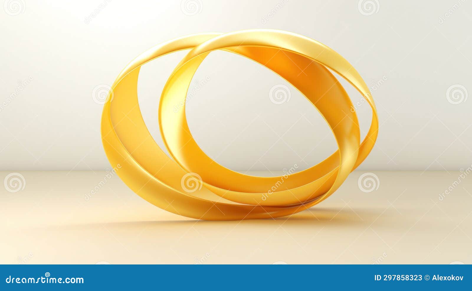 Abstract Golden Ring on a White Background. 3d Render Illustration ...