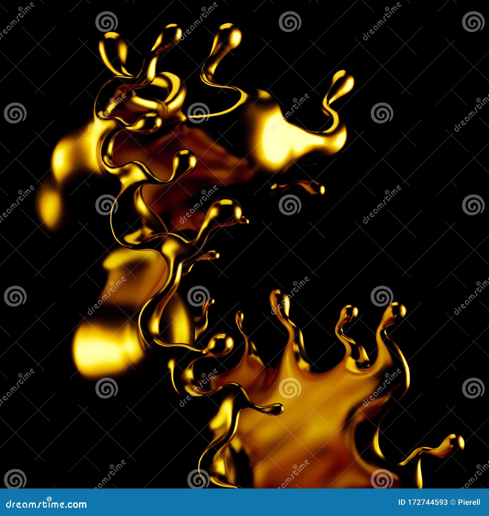Abstract Golden Splash,Gold Isolated on Black Background 3d ...