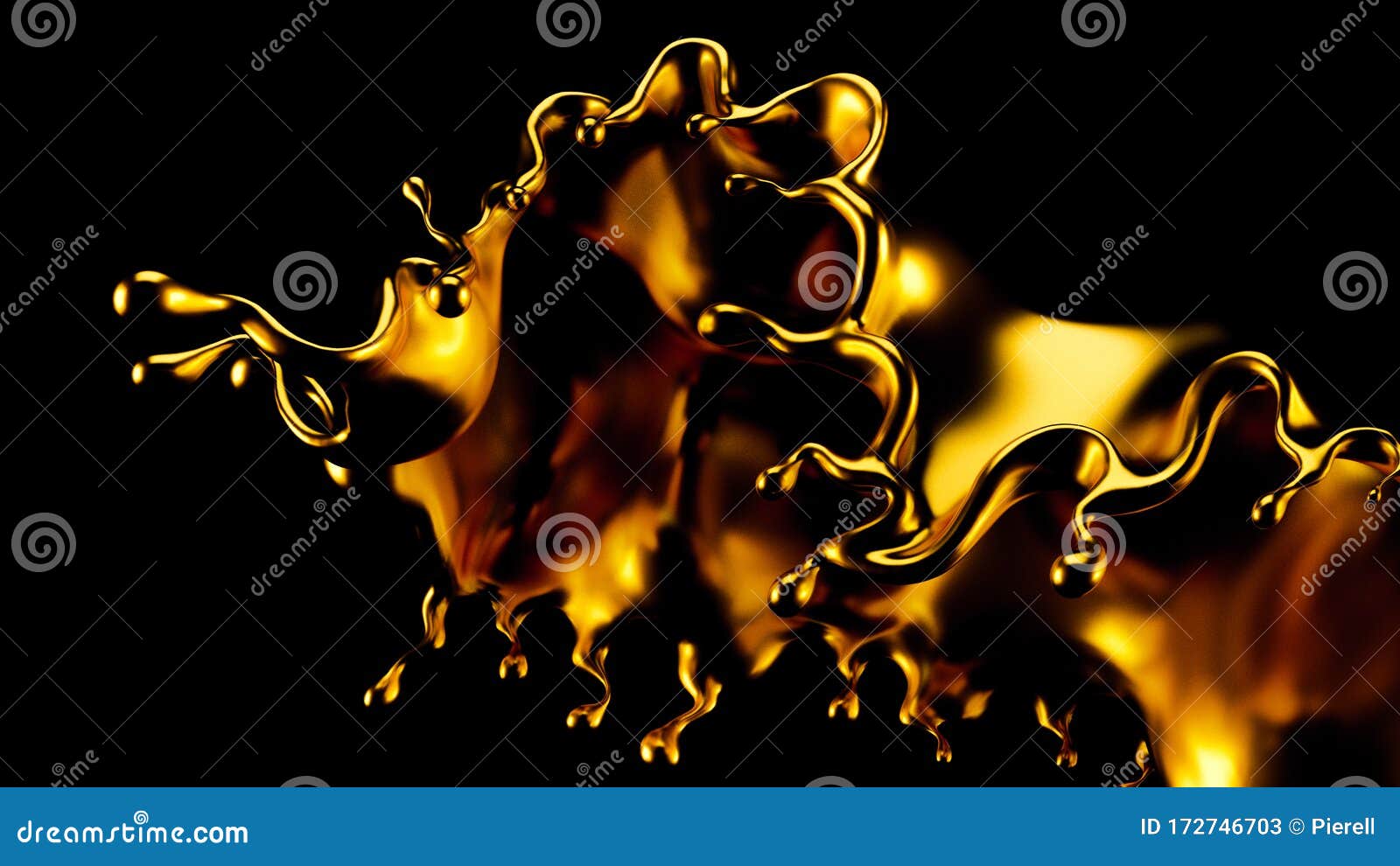 Abstract Golden Splash,Gold Isolated on Black Background 3d ...
