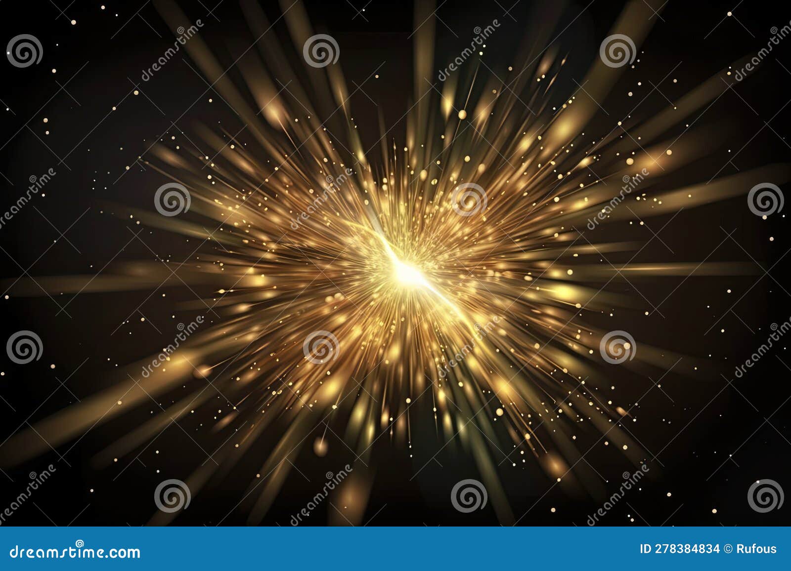 Abstract Golden Stars Explosion with Light Effect Stock Illustration ...