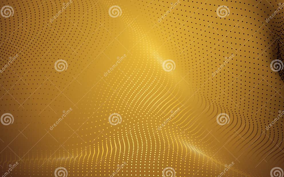 Abstract Golden Technology Particles Background. Dynamic Particles Wave ...