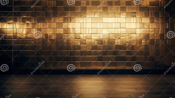 Abstract Golden Tile Wall with Reflective Surfaces Creating a Luxurious ...