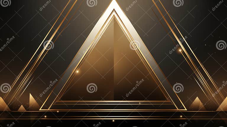 Abstract Golden Triangle Background with Triangles on a Black ...