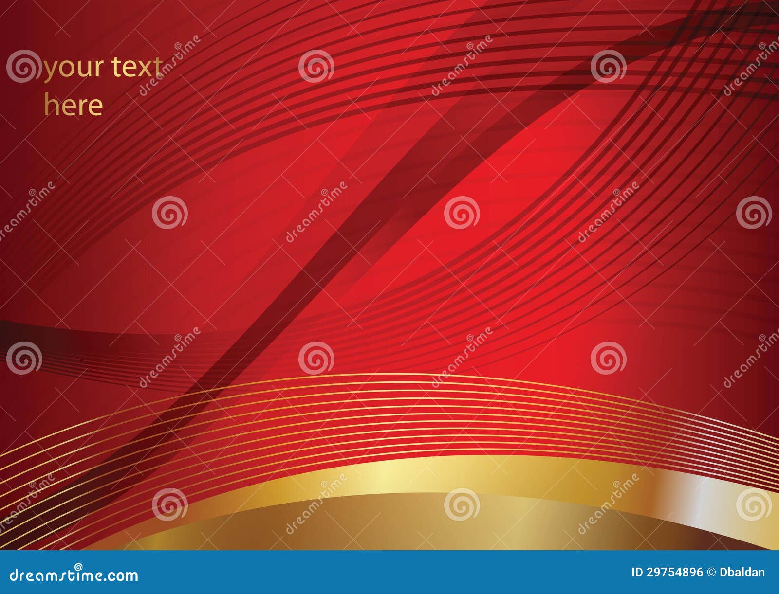 Abstract Golden Vector Curves on Red Background Stock Vector ...
