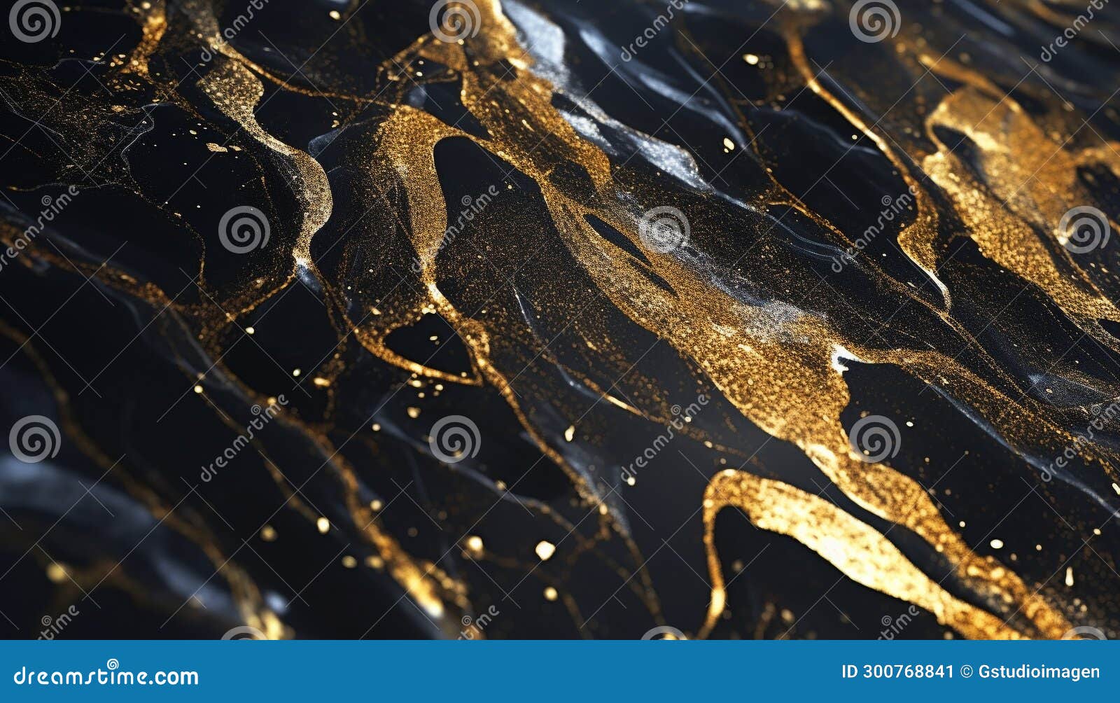 Abstract Golden Wave Pattern on Dark Textured Backdrop Generated by AI ...
