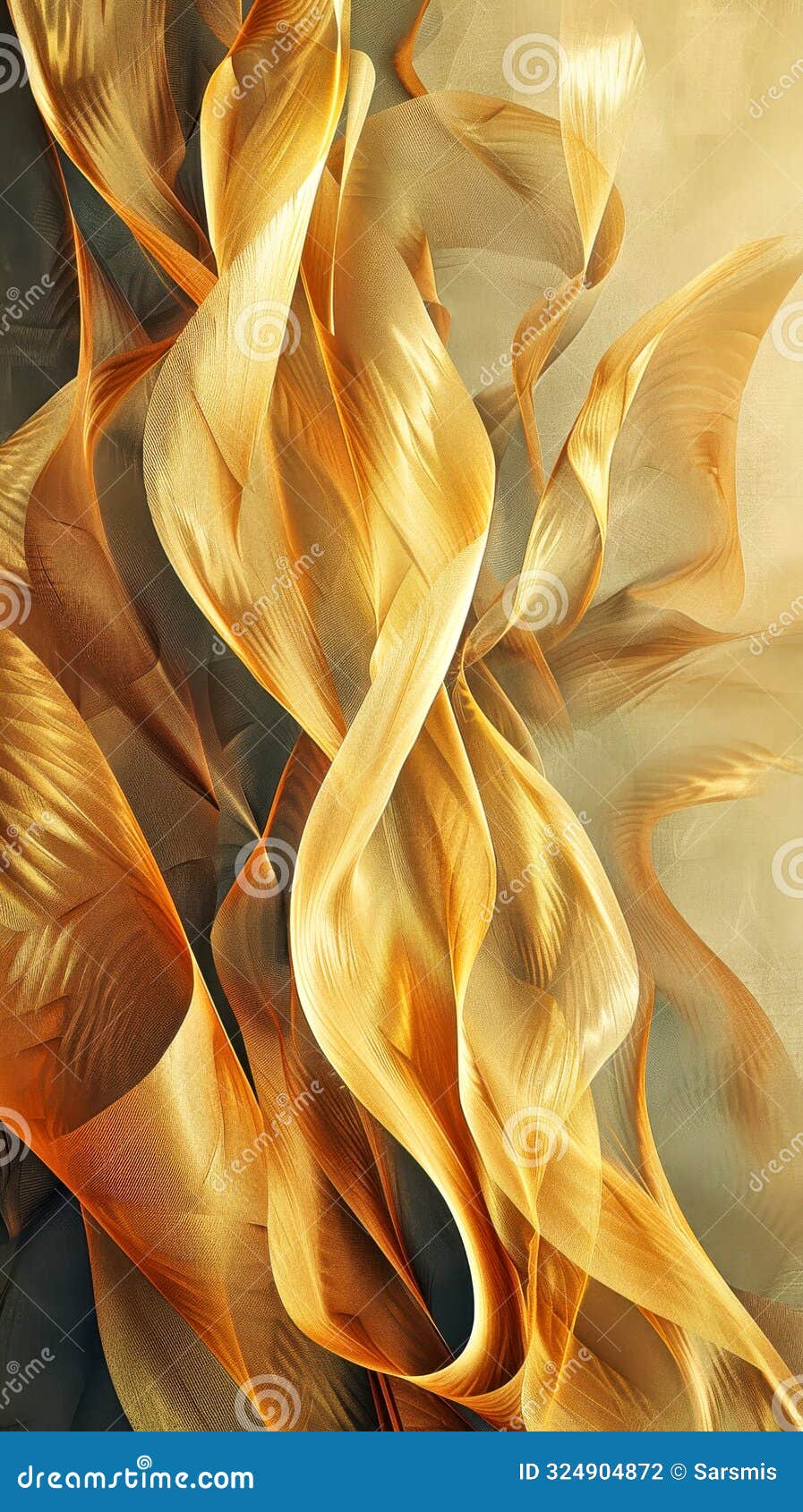 Abstract Golden Wave Patterns With Light Effects In 3D Curved Layers ...
