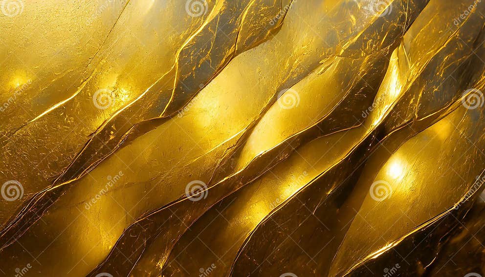 Abstract Golden Waves with Smooth, Reflective Textures that Capture ...