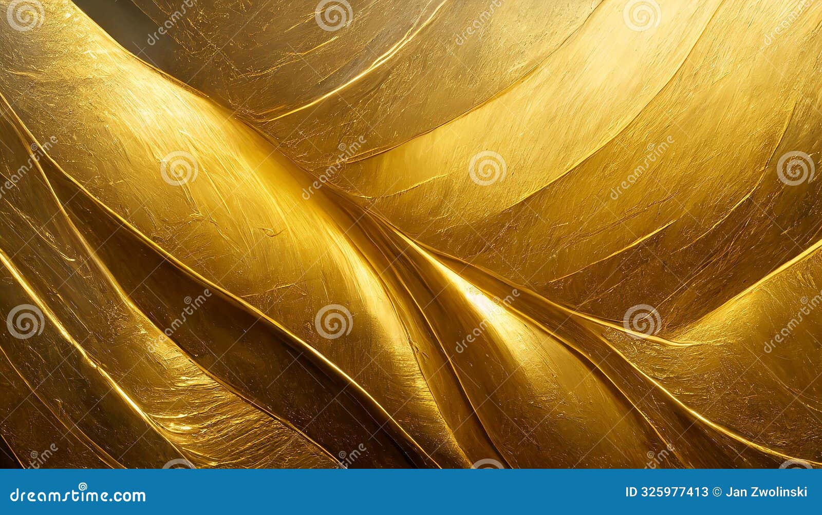 Abstract Golden Waves with Smooth, Reflective Textures that Capture ...
