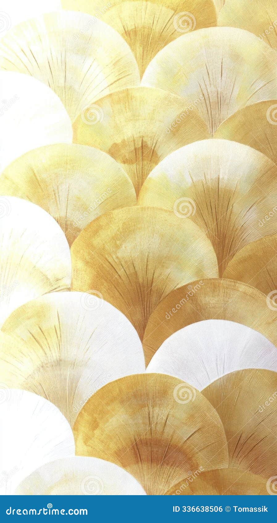Abstract Golden and White Decorative Pattern of Overlapping Fan Shapes ...