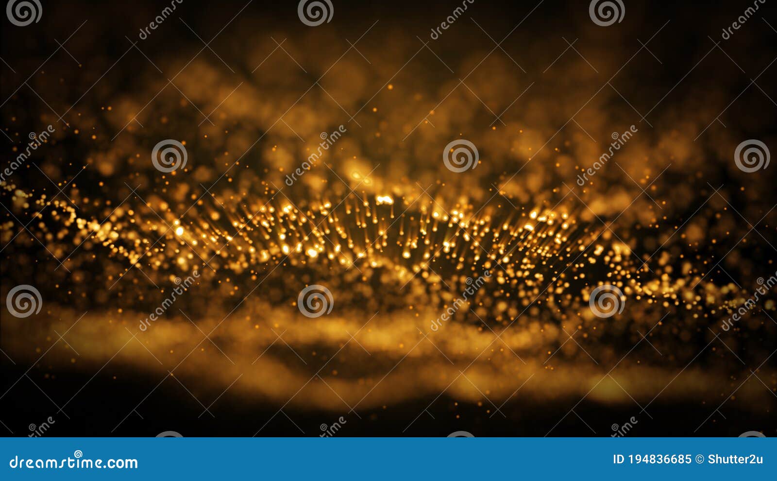 Abstract Golden Yellow Glowing Particle Burning with Fire Effect in ...