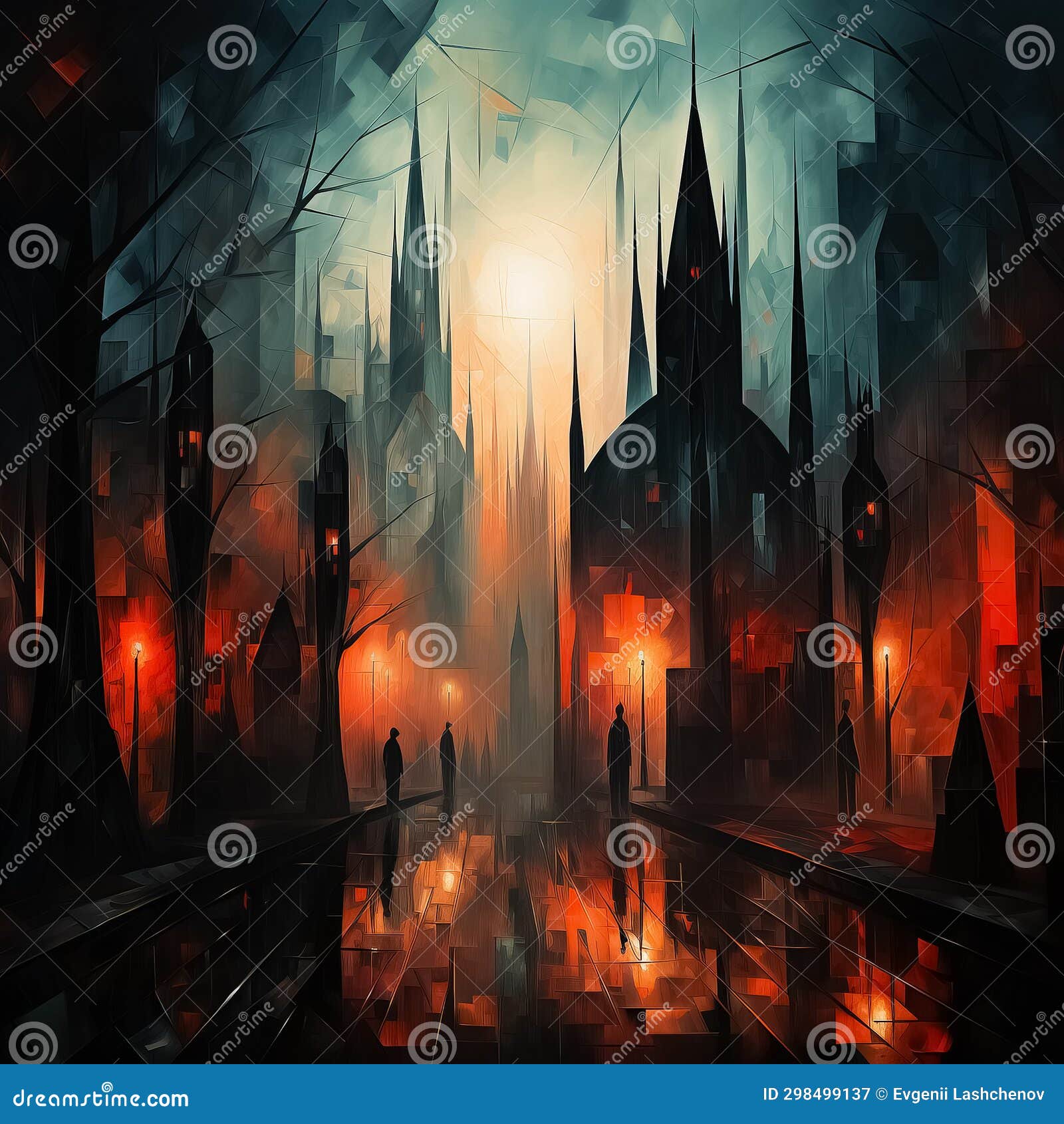 Abstract Gothic Cityscape. AI Generation Stock Image - Image of shadows ...