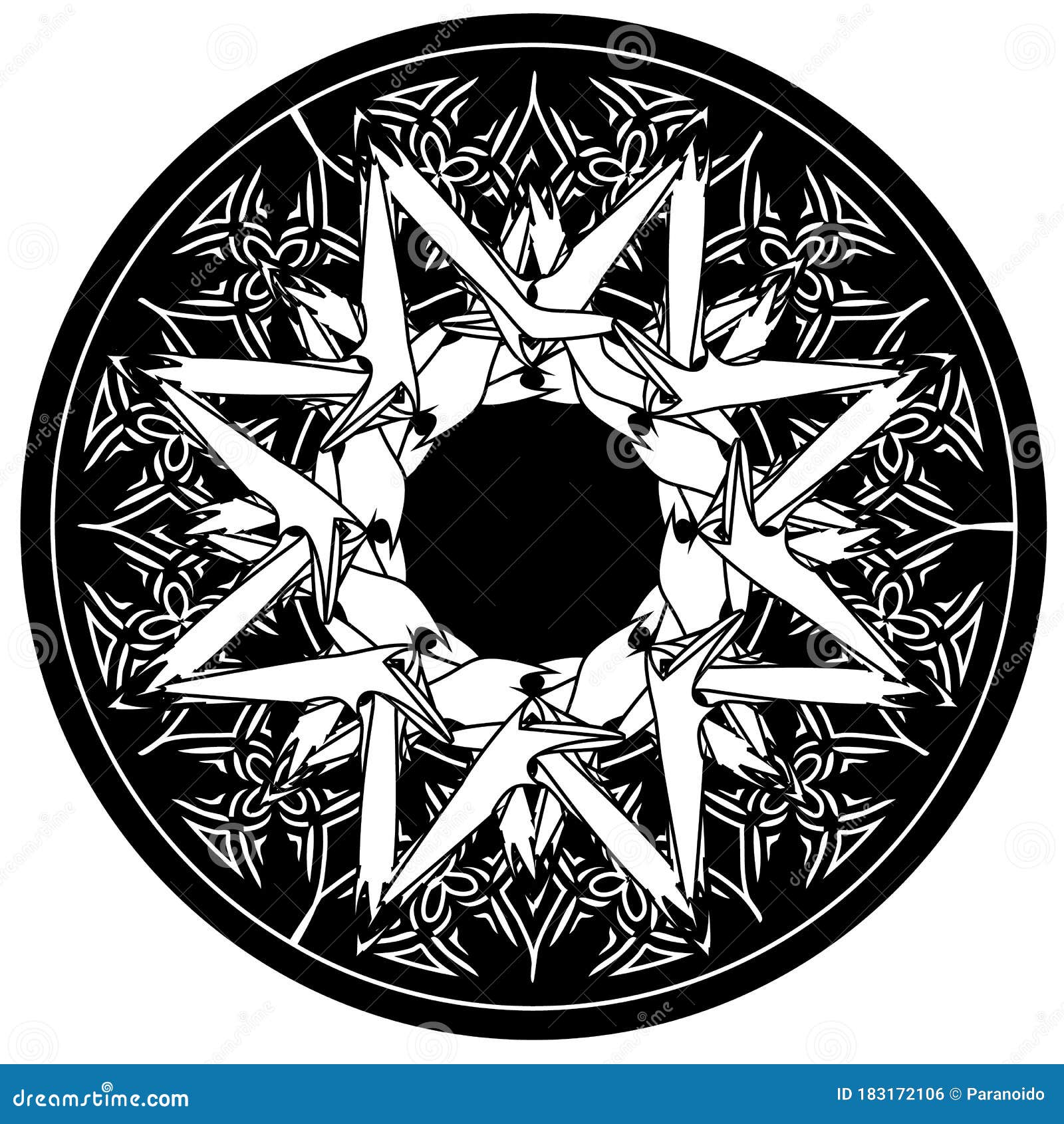 Gothic Circle Window, Vector Illustration, Un-expanded Strokes ...