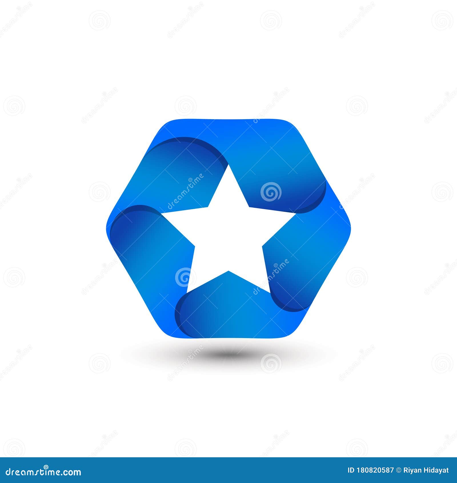 Abstract Gradient Blue Star Hexagonal Logo Design Template Premium ...