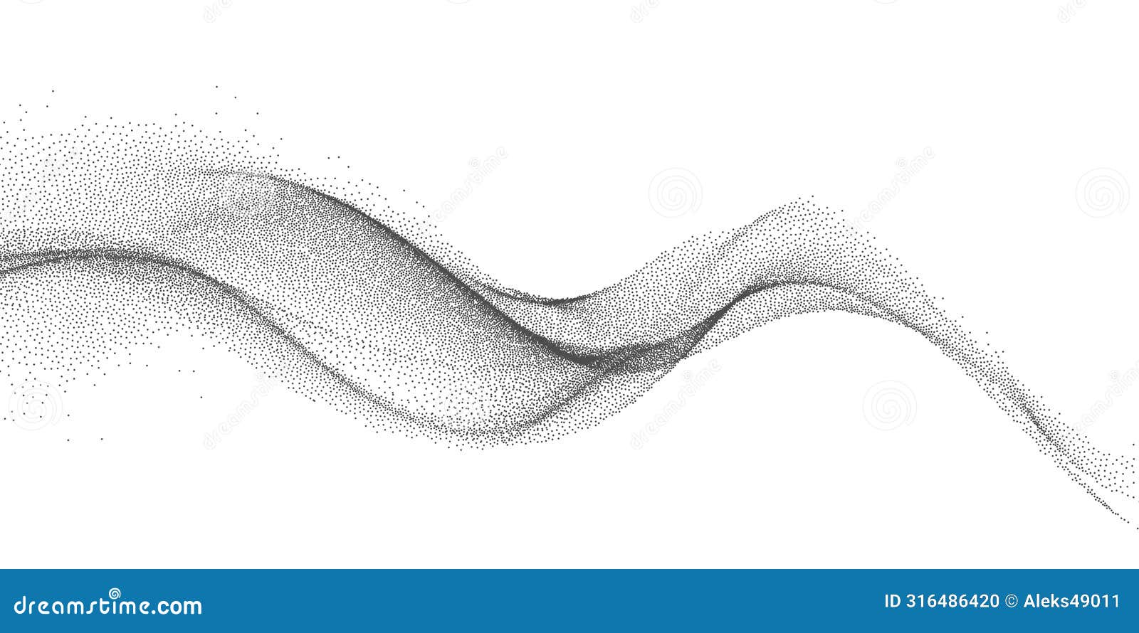 Abstract Gradient Dynamic Wave of Particles. Black Dotwork Grain ...